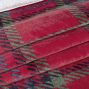 Tirrinia Christmas Blankets and Throws, Scotland, Soft Warm Cozy, Checkered Blanket Winter Cabin Throw, 50” x 60" Red & Green Buffalo Plaid