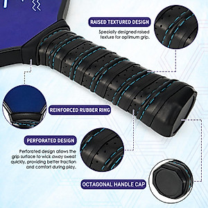 PLIOSAUR Pickleball Paddles, Fiberglass Pickleball Set, Lightweight Pickle Ball Rackets 2 Pack with 4 Pickle Ball, 2 Grip Tapes and 1 Carry Bag, Pickleball Paddle Set Gifts for Men Women Beginners