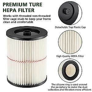 9-17816 Red Stripe Vacuum Cartridge Filter Replacement Compatible with Craftsman Wet/Dry 5/6/8/12/16/32 Gallon & Larger(2 Pack)