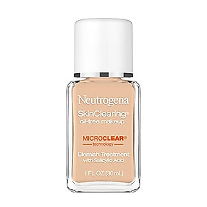 Neutrogena SkinClearing Oil-Free Acne and Blemish Fighting Liquid Foundation with Salicylic Acid Acne Medicine, Shine Controlling, for Acne Prone Skin, 105 Caramel, 1 fl. oz