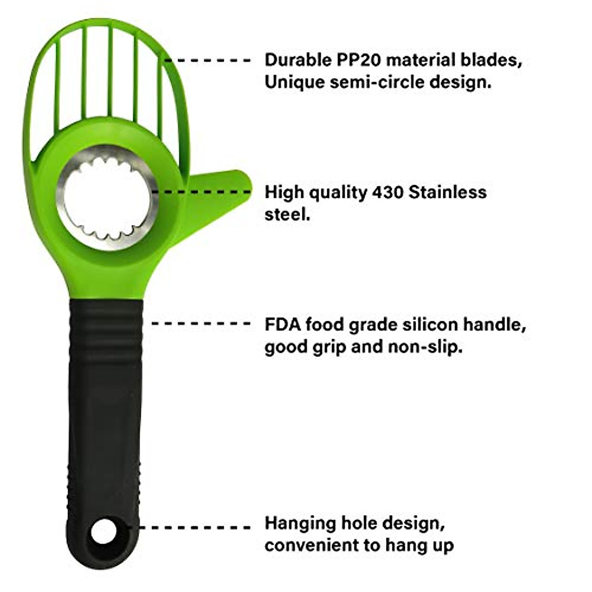 Avocado 3 Piece Set Avocado Slicer, Knife, Peeler, Pitter, Cuber, Dicer, Keeper For Everything That You Will Ever Need For Your Avocados