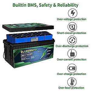 DJLBERMPW 36V 100Ah LiFePO4 Battery 36V Golf Cart Battery Bluetooth, Built-in 100A BMS,8000+ Deep Cycle Battery,36V Club Car Golf Cart Battery 3840Wh, 36V Lithium Battery for Marine,Off Grid,RV,Solar