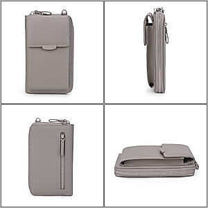 UTO Crossbody Cell Phone Bag for Women Vegan Leather Wristlet Wallet Purse Card Cash Holder