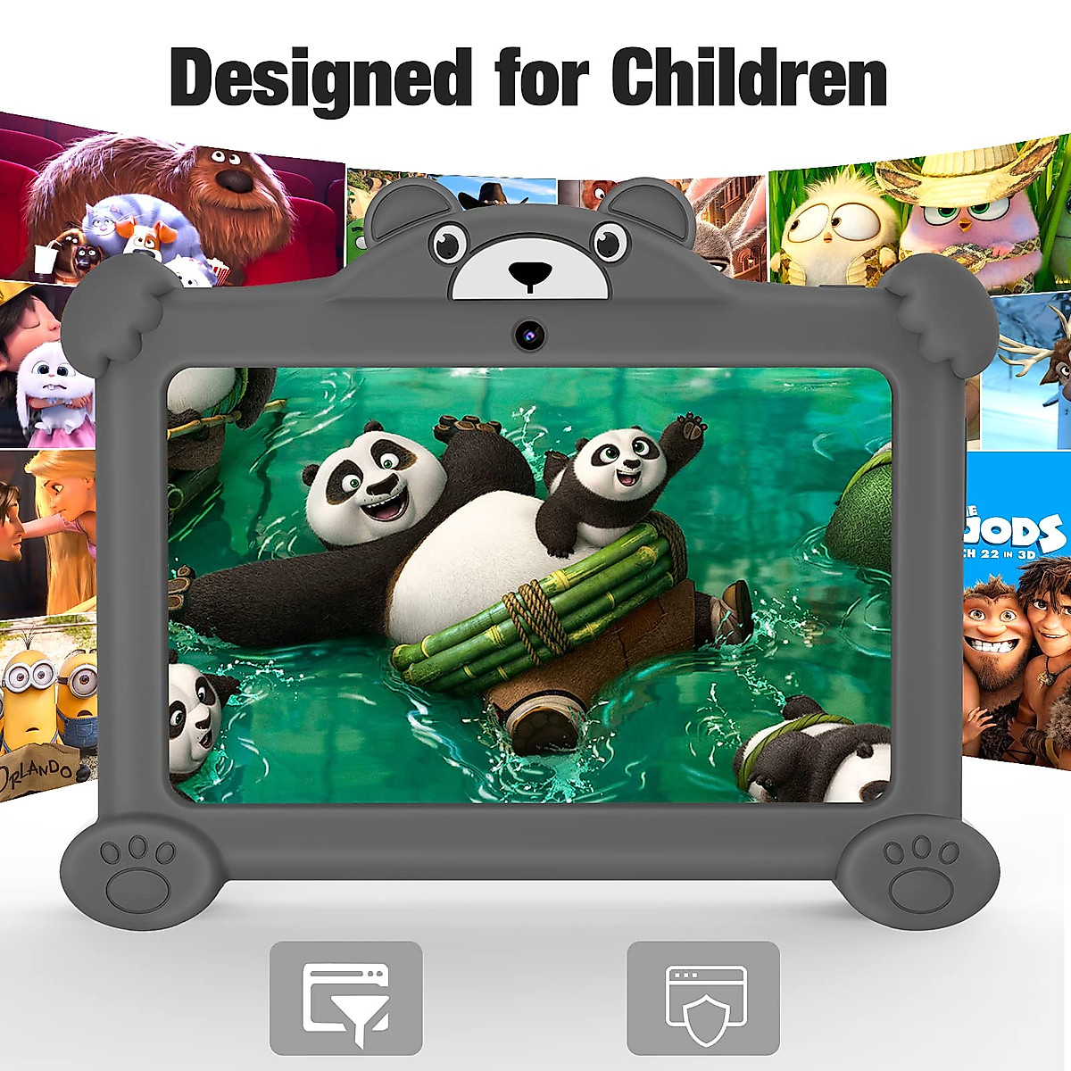 Kids Tablet,7 inch Tablet for Kids, Android 11Toddler Tablet, 2GB RAM, 32 GB ROM, Parental Control, Educational, Kids Software Pre-Installed, Compatible Gaming Controller, Kid-Proof Case (Gray)