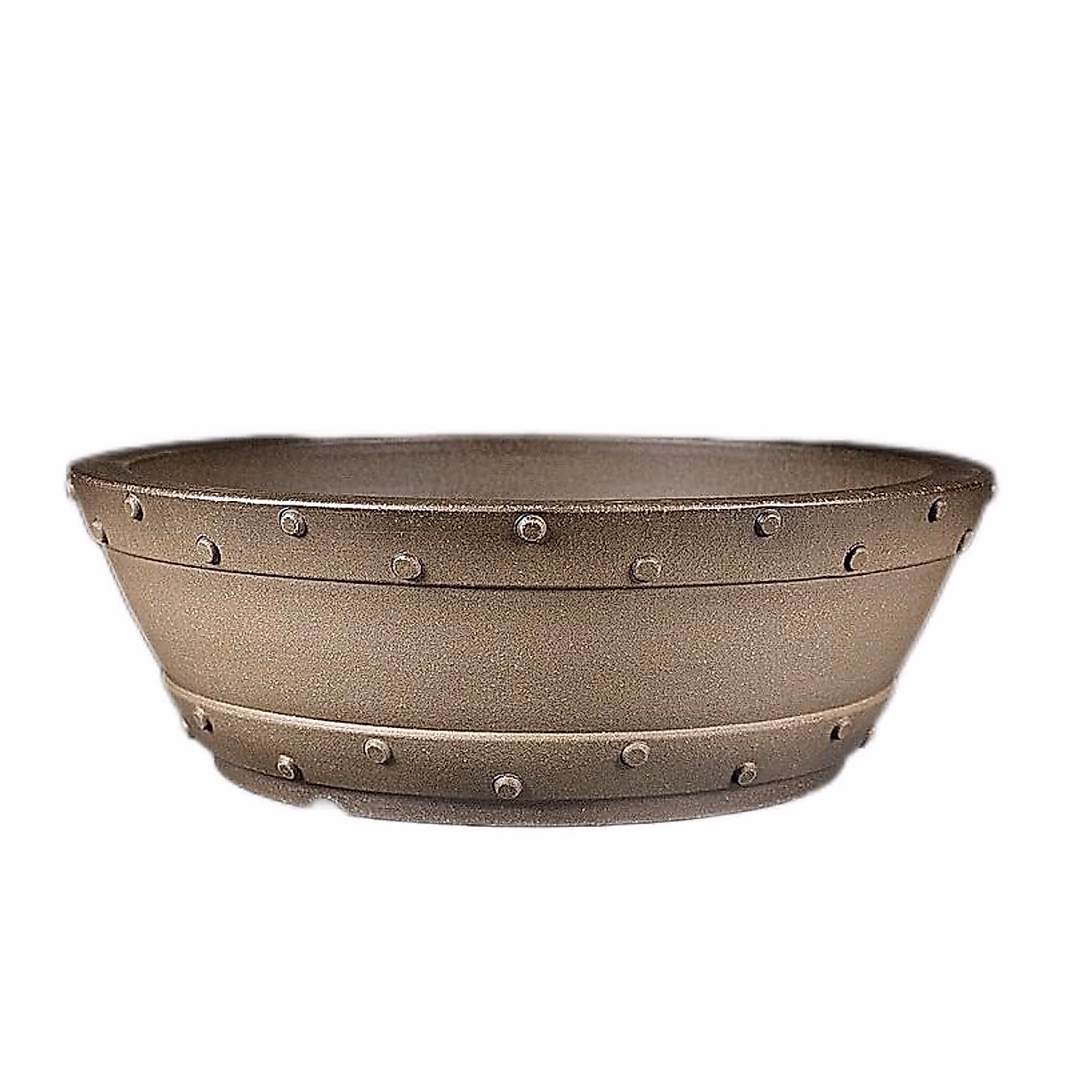 Bonsai Pot unglazed Round Shape 12 inch Refined Hand-Made by China Folk Old Artists Made of Famous Yixing Clay for Home Garden Bonsai Living.