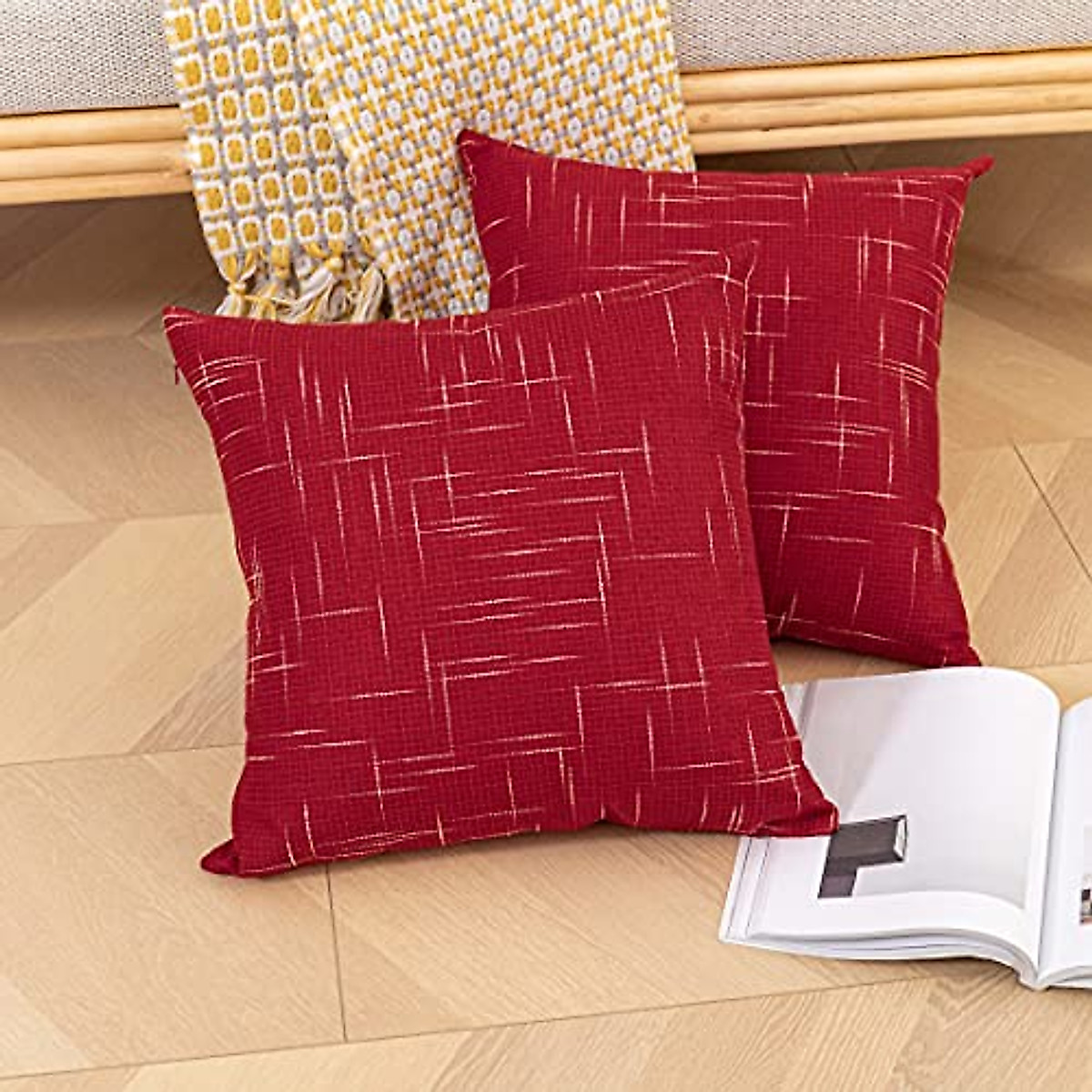 UGASA Patio Furniture Pillow Covers Outdoor Waterproof Throw Pillow Cushion Case, 2 Pcs, 20 x 20(50cm), Red