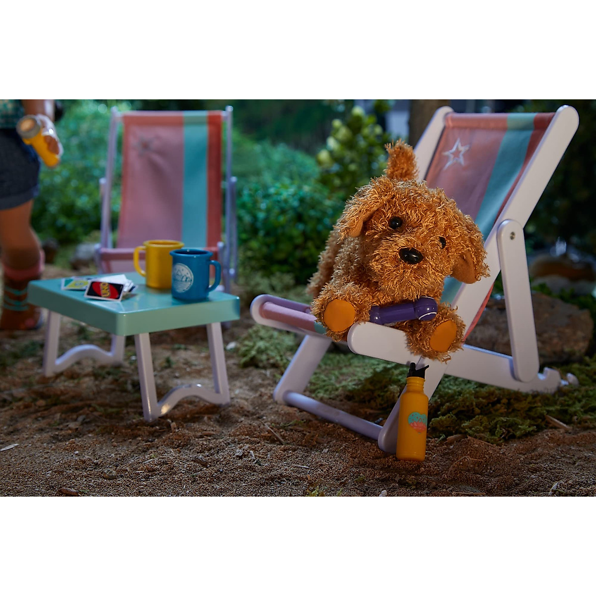 American Girl Truly Me 18-inch Doll Pet Daffodil Doodle Dog with Magnetic Mouth to Hold Her Barbell Toy, For Ages 6+