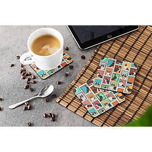 Caroline's Treasures MLM1112FC Lots of Tricolor Cardigan Corgi Foam Coasters Set of 4 Cup Coasters for Indoor Outdoor, Tabletop Protection, Anti Slip, Mouse pad Material