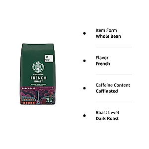 Starbucks Dark Roast Whole Bean Coffee — French — 100% Arabica — 1 bag (28 oz)