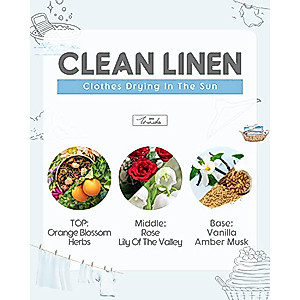 Fresh Linen Scented Candles by TRINIDa, Clean Linen Hand-Poured Soy Candles Gifts for Women, Hand-Poured Soy White Candles with Artist's Hand-Illustrated