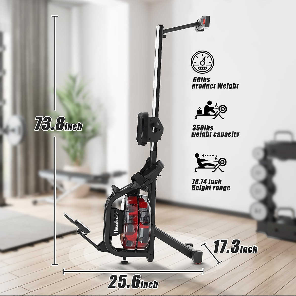 HouseFit Rowing Machine 300Lbs Weight Capacity for Home use 15-Level Magnetic Resistance Row Machine Exercise with LCD Display