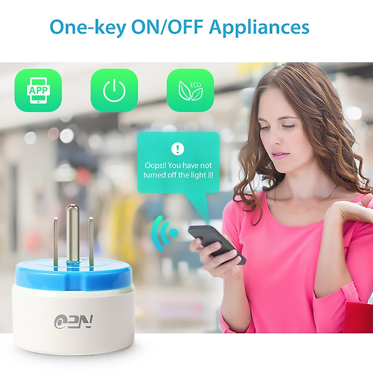 NEO Z-Wave Plus Smart Mini Plug Zwave Socket Zwave Outlet Home Automation, Work with Wink, SmartThings & more, Summer Green … (Blue 1PK)