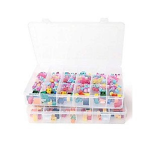 UHOUSE 2 PCS 18 Grids Clear Plastic Organizer Container Storage Box with Fixed Dividers for Nuts and Bolts, Tools Storage Organizer Box Case for Craft Tackles Hardware