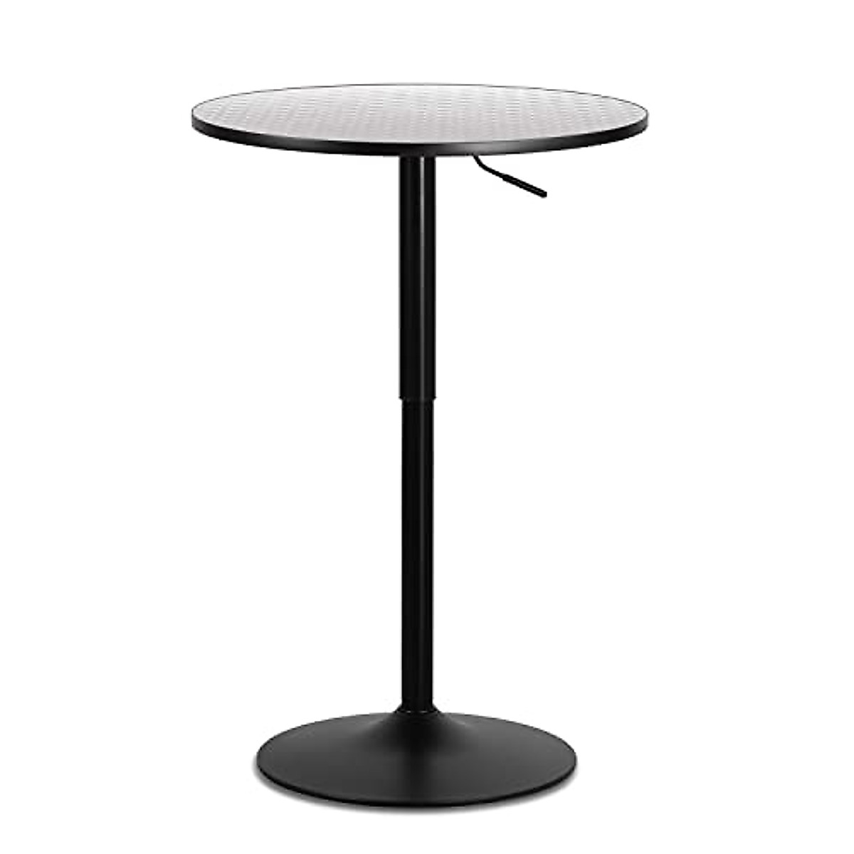MoNiBloom Pub Round Table Silver Stripe Top with Black Leg and Base, 27.5"- 36"" Height Adjustable with 360° Swivel, Modern Cocktail Bistro Table for Dining Bistro Cafe Home Bar, 23.5" Diameter