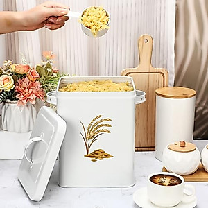 Hushee 2 Sets Metal Rice Storage Container Square Rice Container with Lid for Flour Bean Grain Cereal Pet Food(1.5 Gallon)