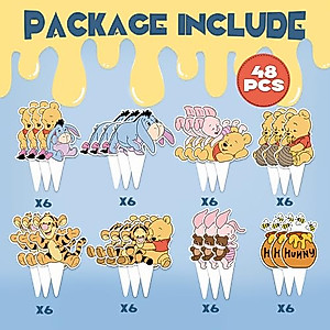 48CS Winnie Cupcake Toppers For Birthday Party Cupcake Decorations Baby Shower Decorations