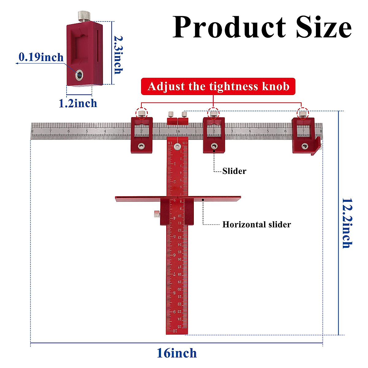 Cabinet Hardware Jig Tool Both Inch and Metric for Handles and Knobs Drawer Guide Jig on Doors and Drawer Fronts, Fastest and Most Accurate Knob & Pull Jig Improve for inch Scale