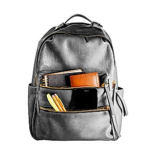 Madison West Kylee Backpack Purse for Women, Casual Daypack Handbag, Soft Vegan Leather - Charcoal