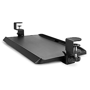 Kantek Clamp On Under Desk Ergonomic Computer Keyboard Tray Holder, Adjustable Tray Slides Out With Tilt Control, Easy Mounting, 20" X 11.5", Black