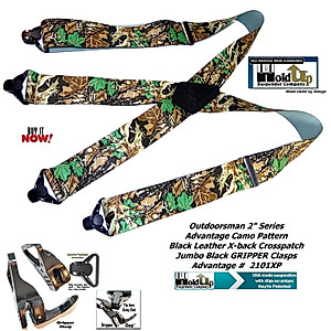 Holdup 2" Wide Outdoorsman Series Advantage Pattern Suspenders for Men with Composite Plastic USA Patented Gripper Clasp