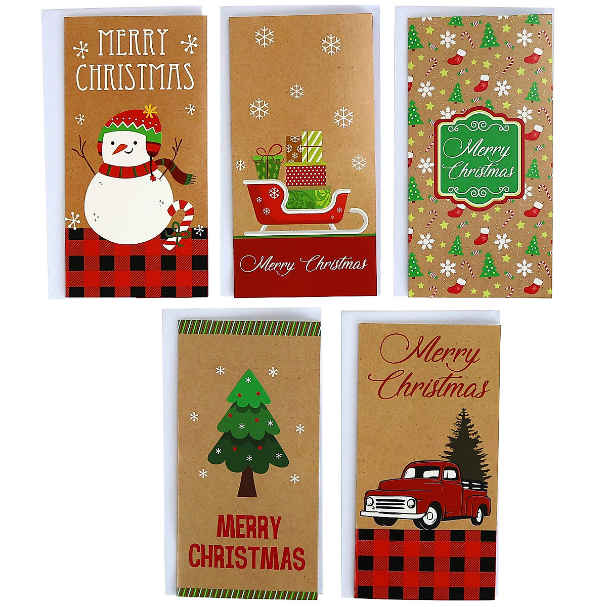 Iconikal Kraft Christmas Gift Card/Money Holders and Envelopes, 30-Count