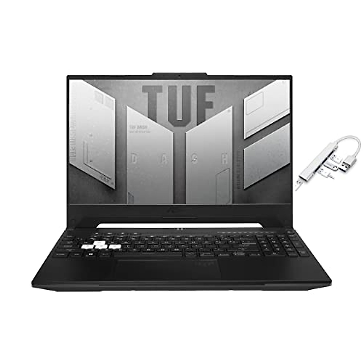 ASUS TUF Dash 15.6" 144Hz FHD Gaming Laptop | 12th Generation Core i7-12650H | NVIDIA GeForce RTX 3070 | 16GB DDR4 | 1TB SSD | Backlit Keyboard | Windows 11 | Black | with USB3.0 HUB Bundled