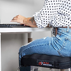 Air Seat Innovations Seat Cushion: Office Chair, Wheelchair, Car or Truck Driver Seat Pad - Lower Back, Coccyx and Sciatica Pain Relief, 18” x 16”