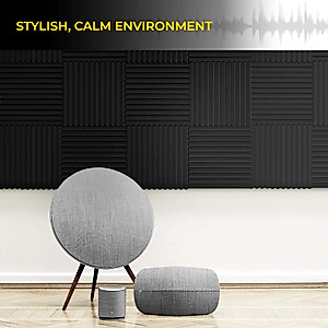 Siless 24 Pack Acoustic Panels 1 X 12 X 12 Inches - Acoustic Foam - Studio Foam Wedges - High Density Panels - Soundproof Wedges - Charcoal