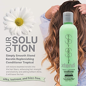 SIMPLY SMOOTH Keratin Replenishing Tropical Conditioner Keratin & Collagen Infused Daily Moisturizer For All Hair Types Restore Depleted Keratin To Provide Strength & Enhance Shine 8.5 Oz