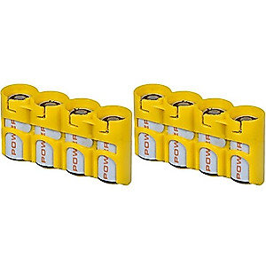 2 x Battery Cases By Powerpax Slim Line CR123 Battery Caddy, Yellow - Each Holds 4" CR123 Batteries