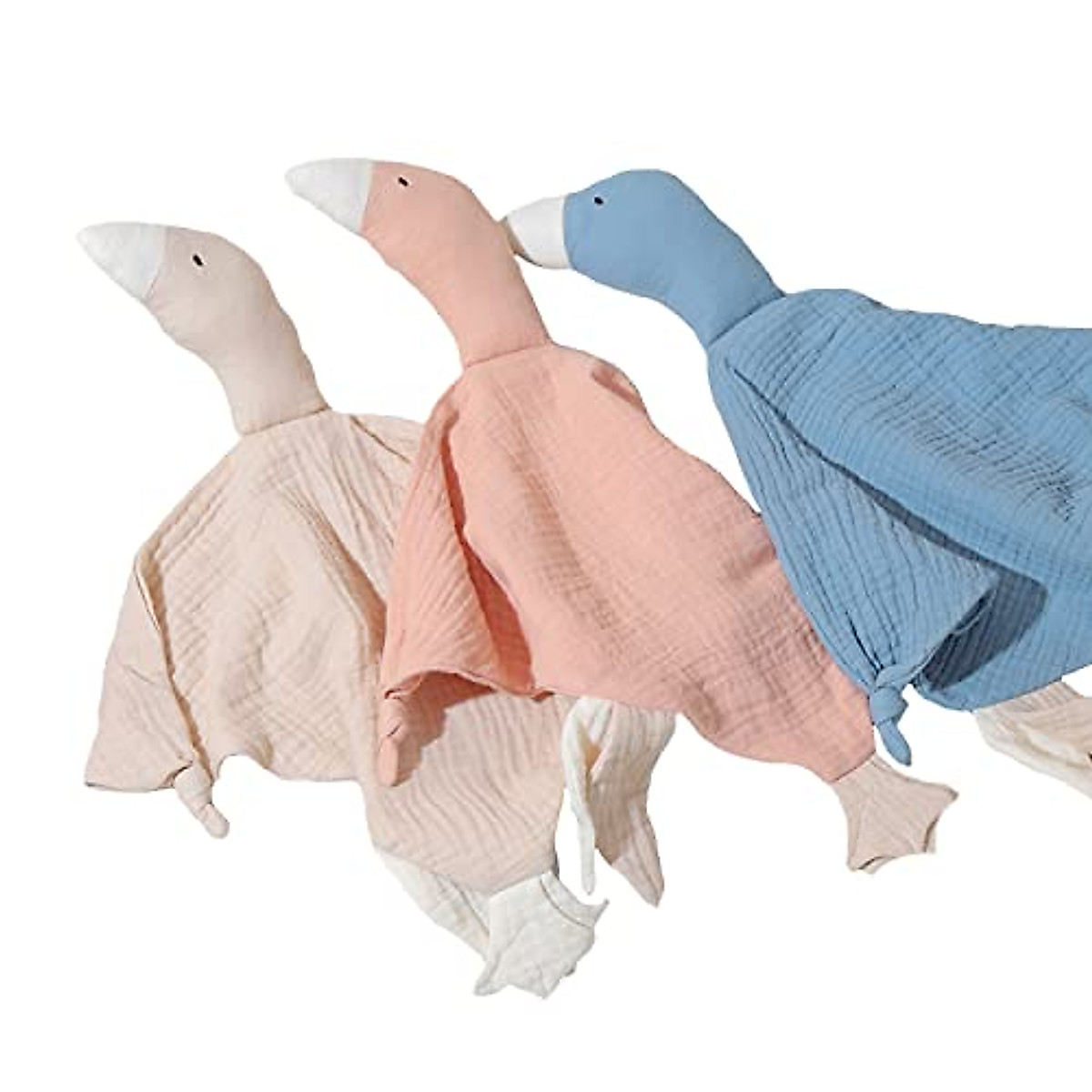 FOMUNI Baby Muslin Lovey Knit Newborn Babies Security Blankets Goose Lovie Cuddly Comforter Safe Loveys for Infant Boy Girl, Pink