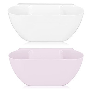 Navaris Hanging Kitchen Waste Bins - Over-Cabinet Garbage Bowl Holder Trash Containers to Collect Counter Food Scraps Compost - Set of 2 in White/Pink
