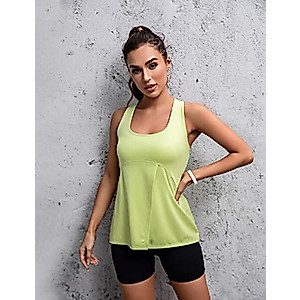 Blooming Jelly Workout Tank Tops for Women Racer Back Built in Bra Shirts Sleeveless Athletic Yoga Top (Medium, Yellow)