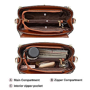 Cowhide Small Handbags for Women Satchel Shoulder Bags, Ladies Cow Purses with Handle Crossbody Bags for Women Mini Tote (Brown)