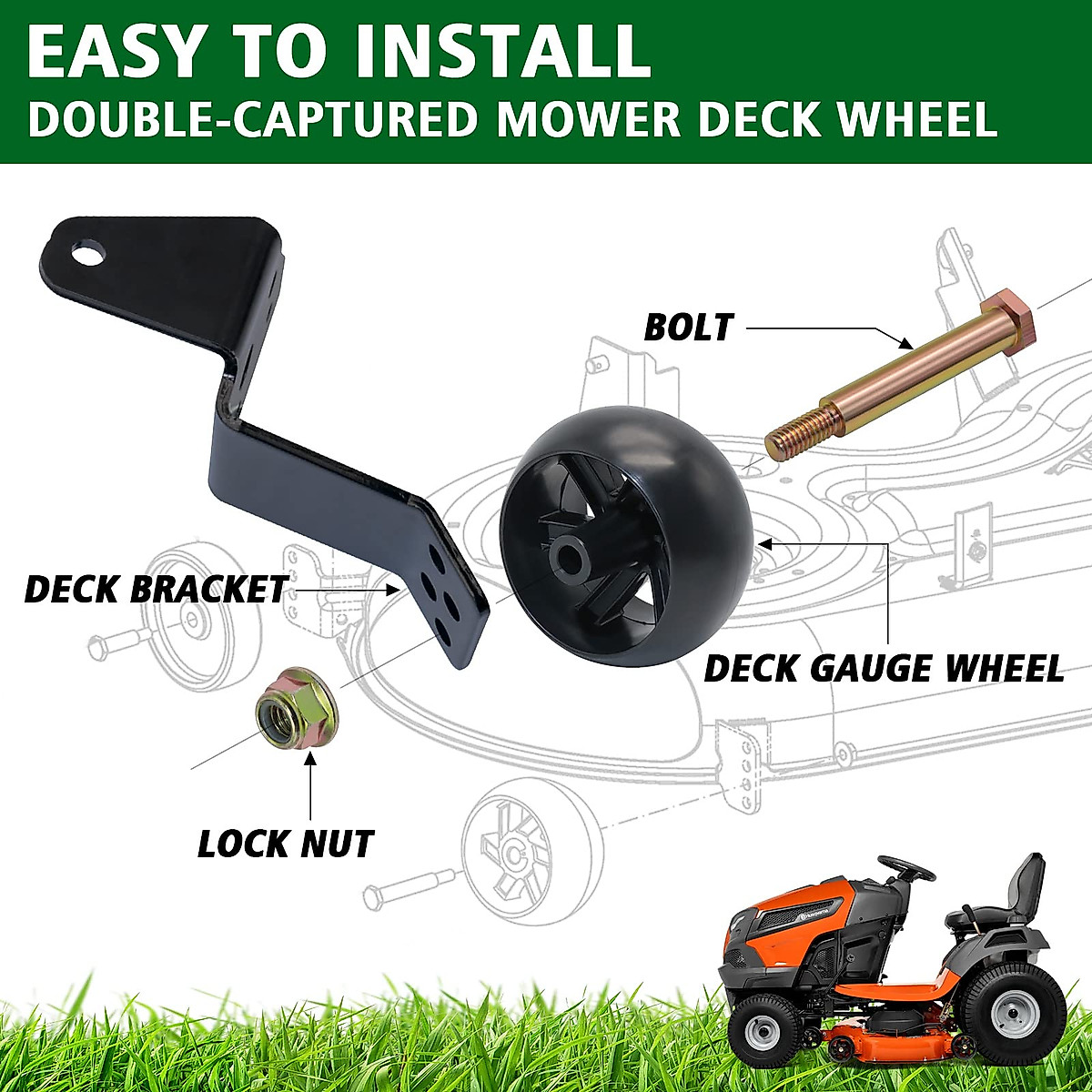 CheeMuii 2 Pack Deck Gauge Wheels Kit Fit for Most 42" 46'' 48'' 50" 52'' and 54" Decks Replace for Husqvarna 532174873 589527301 for Cub Cadet 753-04856A for MTD 133957 174873 734-03058, etc