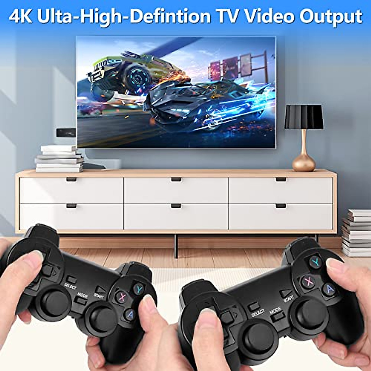 Nostalgia Stick Game,Wireless Retro Game Console, Dual 2.4G Wireless Controllers Gamepad 4K Game Stick,Plug and Play Video Game Consoles with bulit in 13000 +Games,Handheld Game Stick for Kids Adults