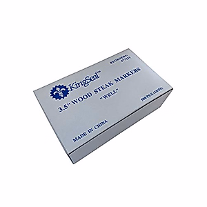 KingSeal 3.5 Inch Natural Birch Wood Steak Markers, Heat Stamped, Well, Eco Friendly, Bulk Pack - 500 Count Per Box