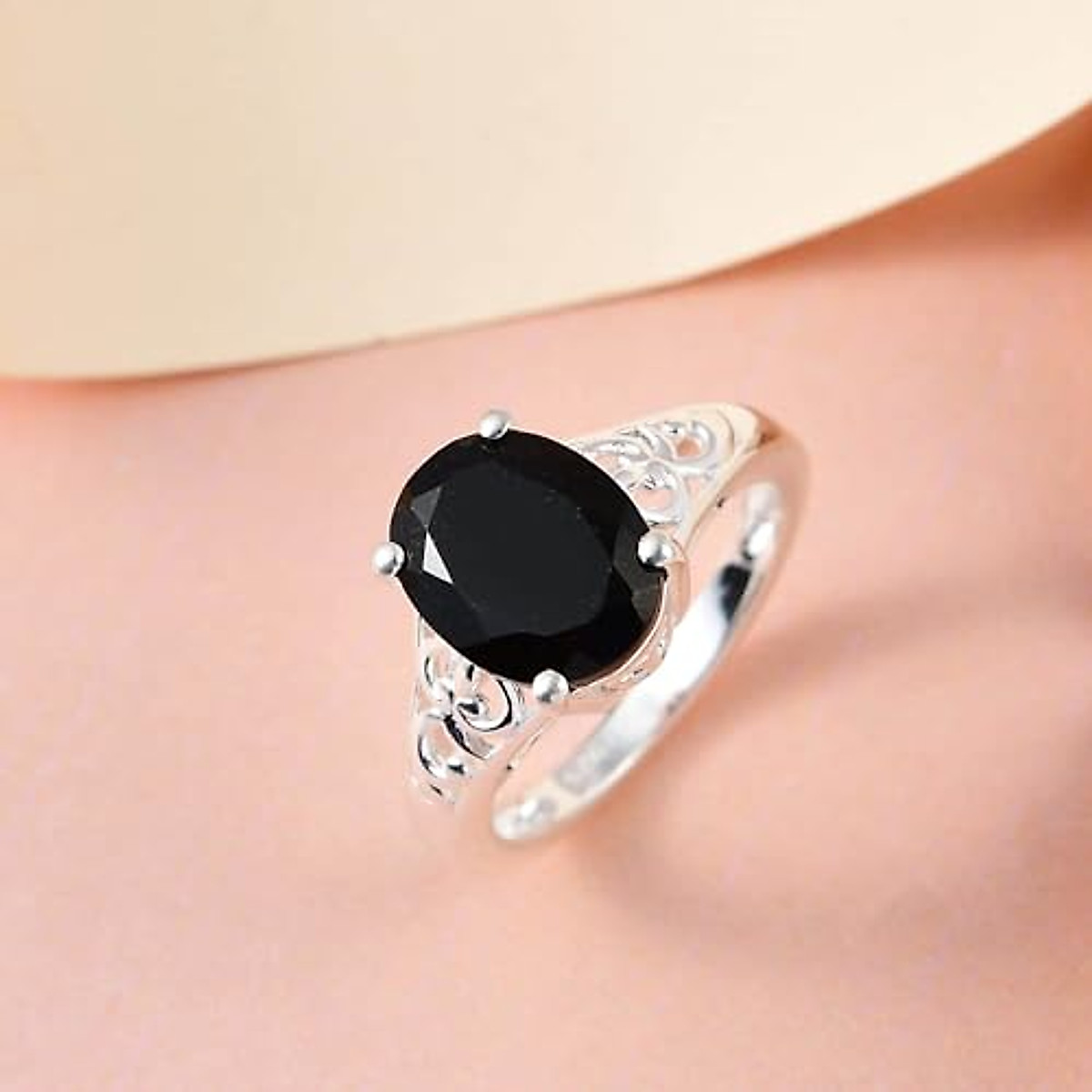 Shop LC Black Tourmaline Ring 925 Sterling Silver Split Shank Statement Jewelry Engagement Women Size 7 Ct 2.3 Birthday Gifts for Women