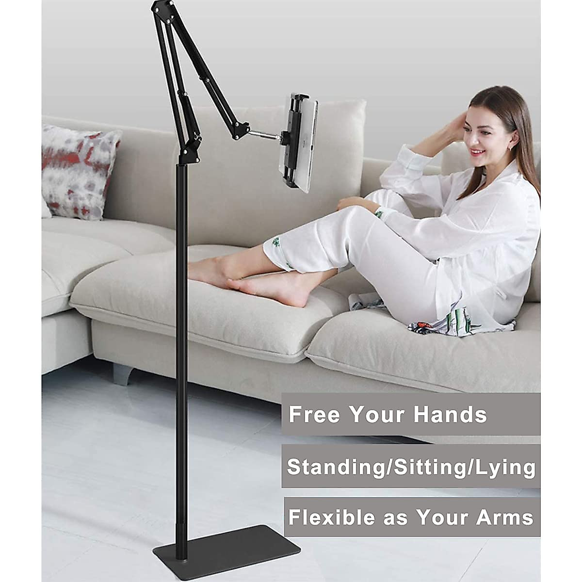 SENLNES Tablet Floor Stand Holder, Adjustable Universal 360-degree Rotatable Metal Tablet Holder, Suitable for iPad Air Mini Pro 12.9/9.7,iPhones, Cell Phones (4.7"-12.9")