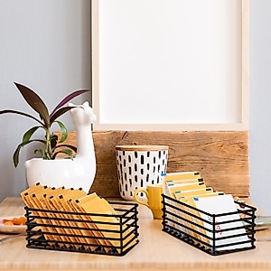 2 Pcs Sugar Packet Basket Sugar Packet Rack Sugar Packet Holder Small Sugar Caddy Iron Sugar Packet Organizer for Coffee Bar Tea Storage, 4.5" x 2.25" x 1.75" (Black)