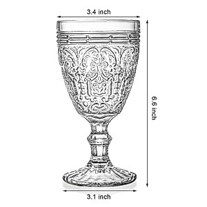 Bekith 4 Pack Wine Glasses Goblets, Classic Goblet Beverage Glasses, Iced Tea Glasses, Vintage Water Glasses, Beverage Stemmed Glass Cups for Parties, Bars, 11 Ounce