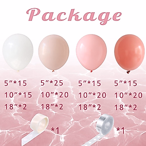 Boho Soft Pink Balloon Arch Garand Kit 153pcs 18/10/5 Inch Retro Pink Macaroon Orange Light White Latex Balloon for Baby Shower Bridal Wedding Girl Birthday Anniversary Gender Reveal Party Decorations