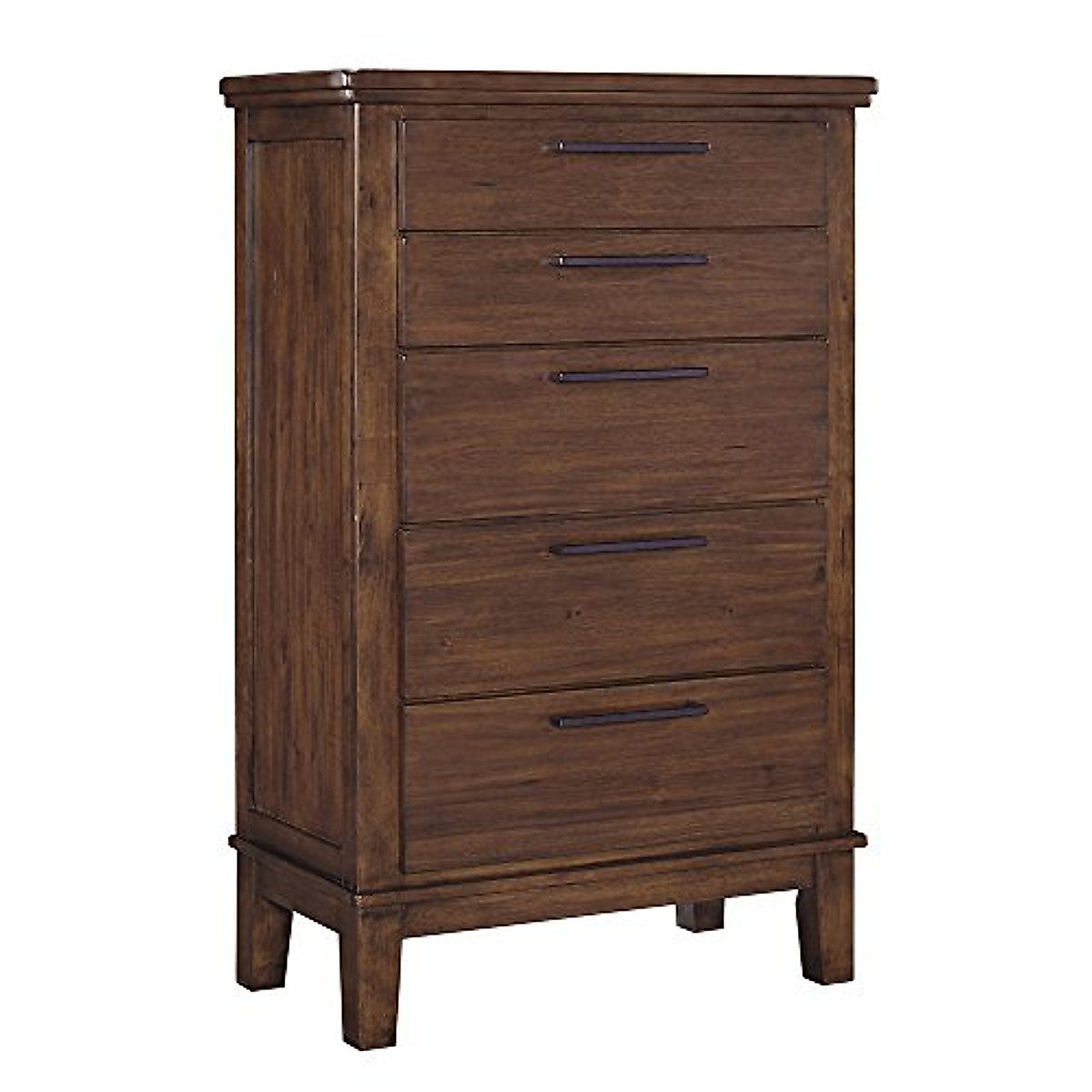 Signature Design by Ashley Ralene Mid-Century Modern 5 Drawer Chest of Drawers, Medium Brown