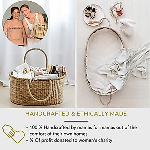 BEBE BASK Premium Nursery Bundle - Matching Baby Changing Basket & Baby Diaper Caddy Organizer - Handmade & Organic