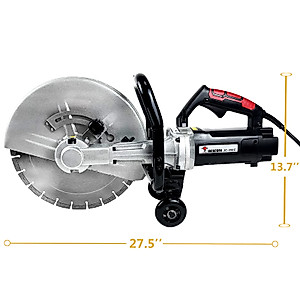 JACKCHEN 14 Inches Concrete Saw Electric Powered 3000W Cut-Off Saw, 110V 4.8" Cut Depth and Electric Grinder With Diamond Blade, Electric Concrete Saw