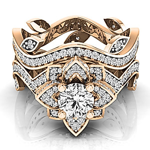 Dazzlingrock Collection 2.25 Carat (ctw) Round White Cubic Zirconia Engagement Ring Set for Women in 14K Rose Gold Size 7.5