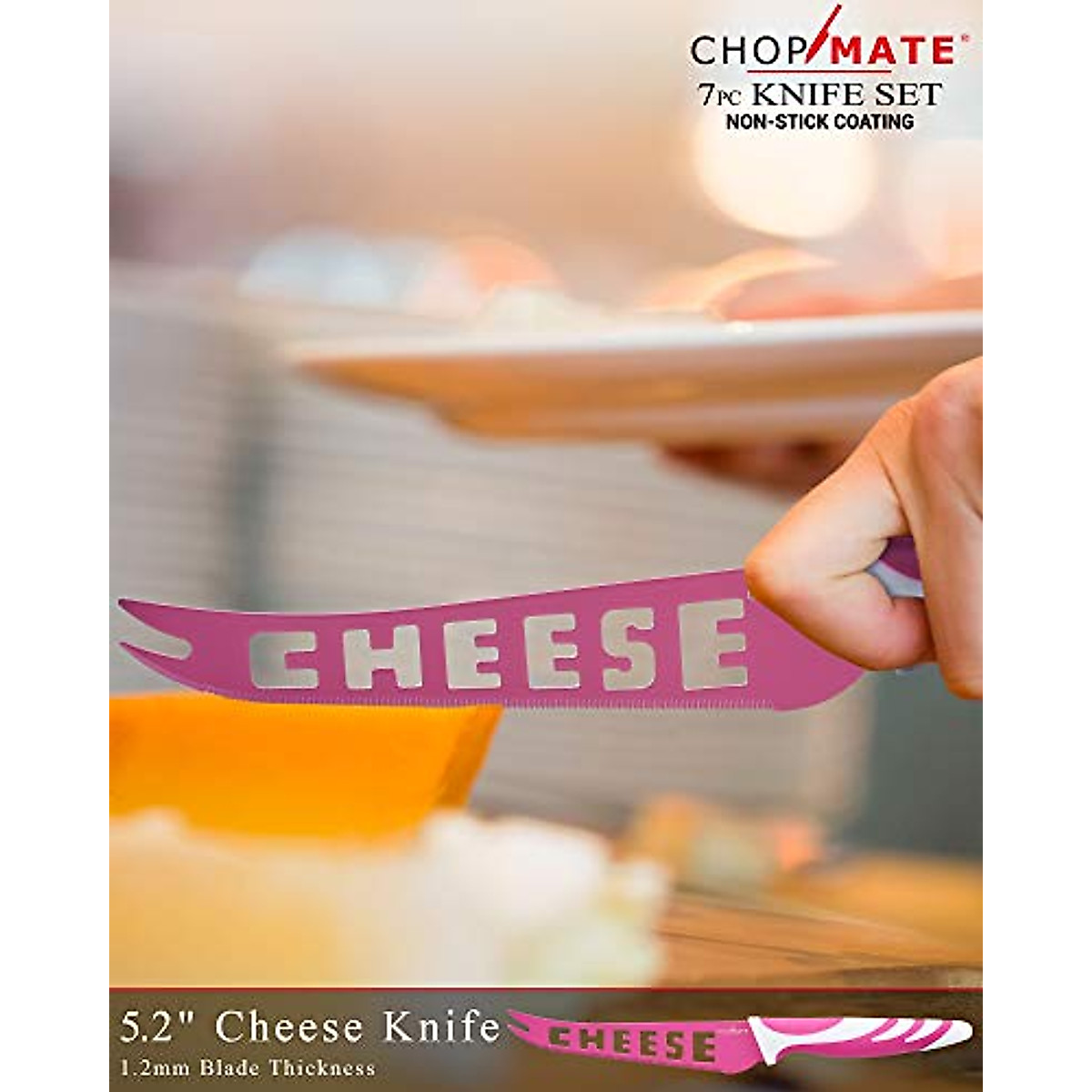 Chopmate Color Stainless Steel Non-Stick Ceramic Coated 8 Piece Kitchen Knife Set