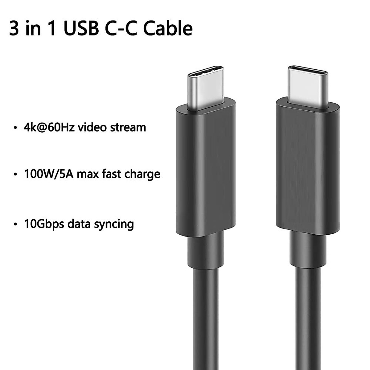 Akingdleo Portable External Monitor Cable,10Gbps USB 3.1 USB C 100W Fast Charging, 4K@60Hz Video Output, Compatible for ASUS ZenScreen MB16A/ MB14AC/ MB16AC USB Type-C Portable Monitor