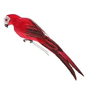 LWINGFLYER Artificial Parrot Life Size Artificial Simulation Foam Feather Parrot Macaw Bird for Costume Shoulder Ornament Modern Home Garden Party Decoration (9.8inch/25cm, Red)