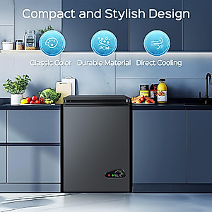 Anypro Chest Freezer 6.0 Cu.Ft Small Deep Freezer with 2 Removable Baskets, 7 Adjustable Temperatures, FreeStanding Top Door Compact Mini Freezer for Garage Dorm Apartment RV Kitchen Business, Black